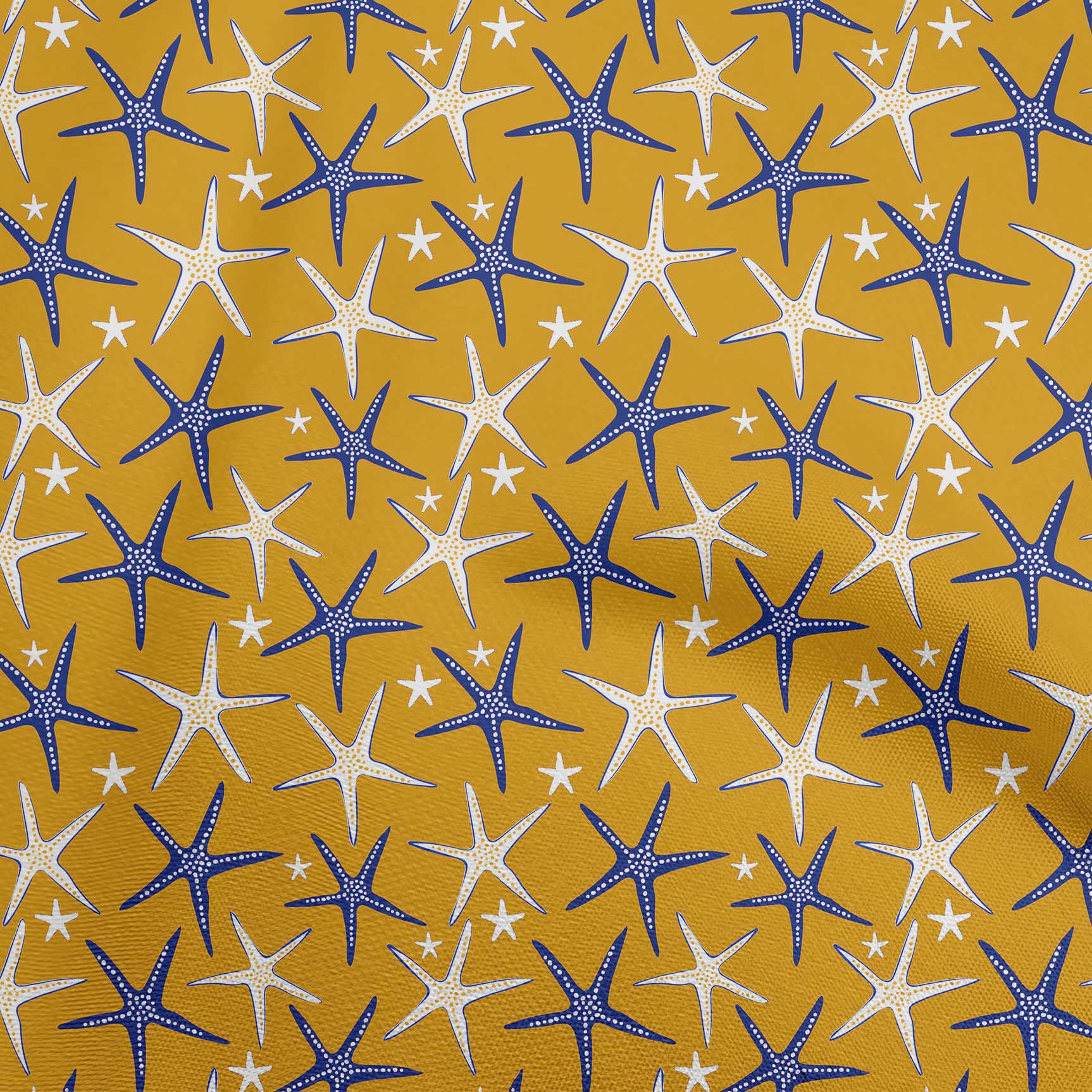 oneOone Silk Tabby Gamboge Yellow Fabric Starfish Sewing Material Print ...