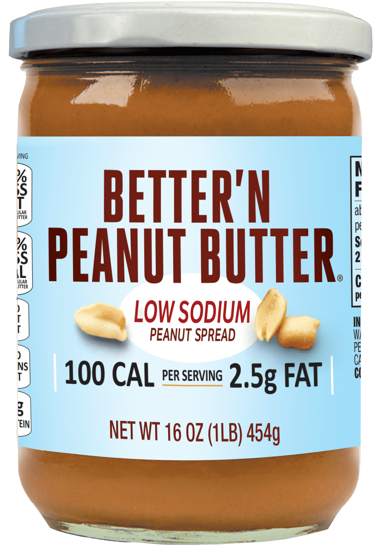 Better n Peanut Butter Low Sodium 100 Calories Lower Fat 16 Oz Better n Peanut Butter Low Sodium 100 Calories Lower Fat 16 Oz