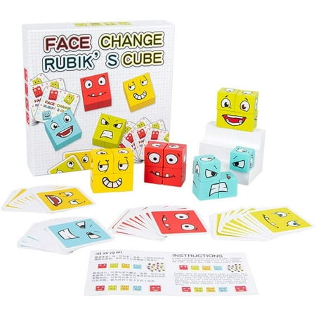 Expression Puzzle Building Cubes Wooden Face-Changing Magic Cube ...