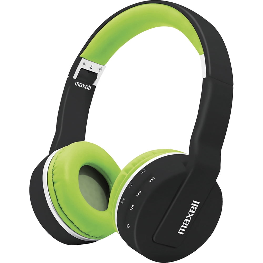 Maxell Bluetooth Headphone with Microphone, Black/Green - Walmart.com ...