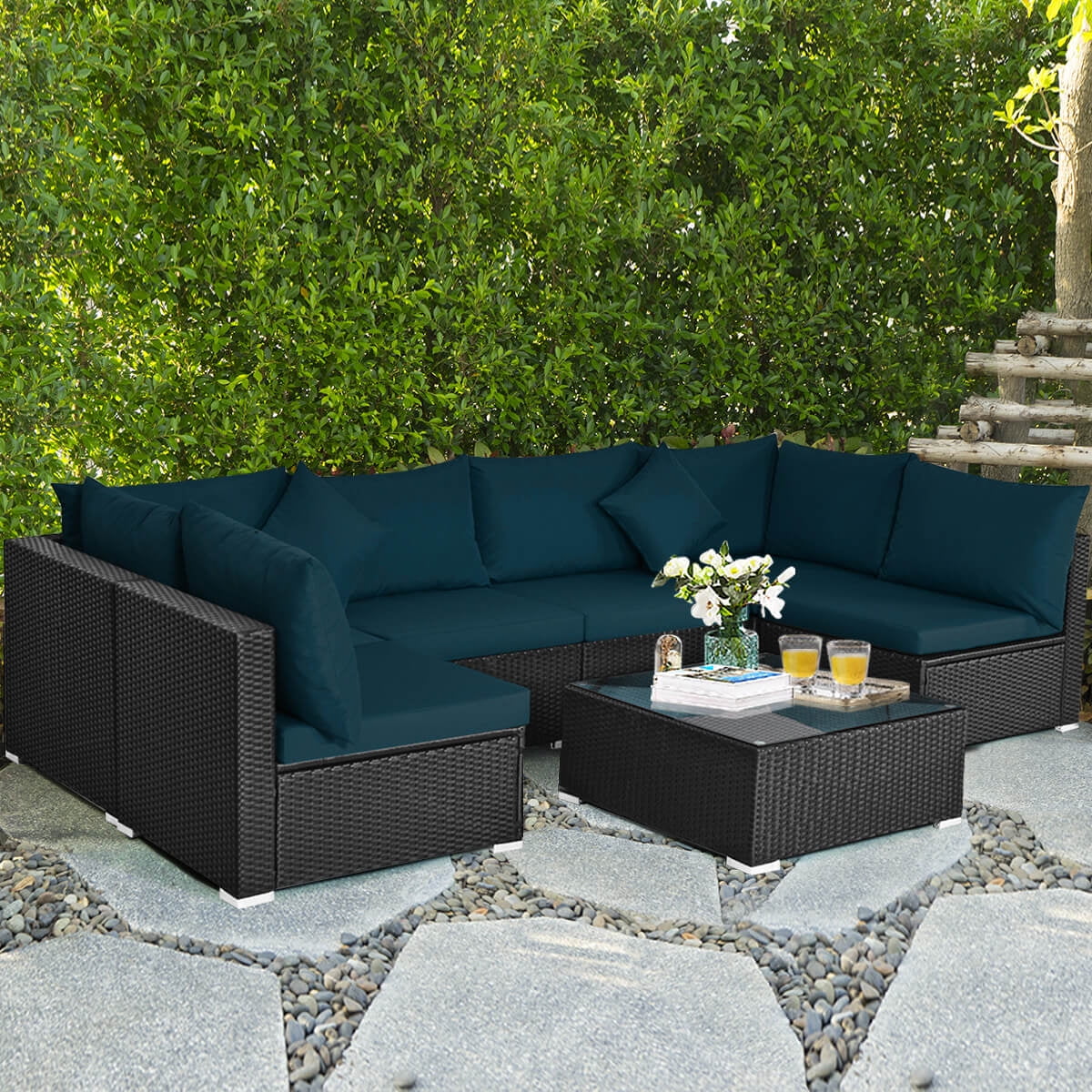Click here for Costway7pcs Patio Rattan Sofa Set Sectional Conver... prices