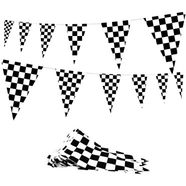 5 Pack Checkered Pennant Banner Flags Racing Birthday Decorations ...