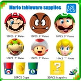 Superr Marioo Tableware, 120pcs Mario Birthday Decorations Tableware ...