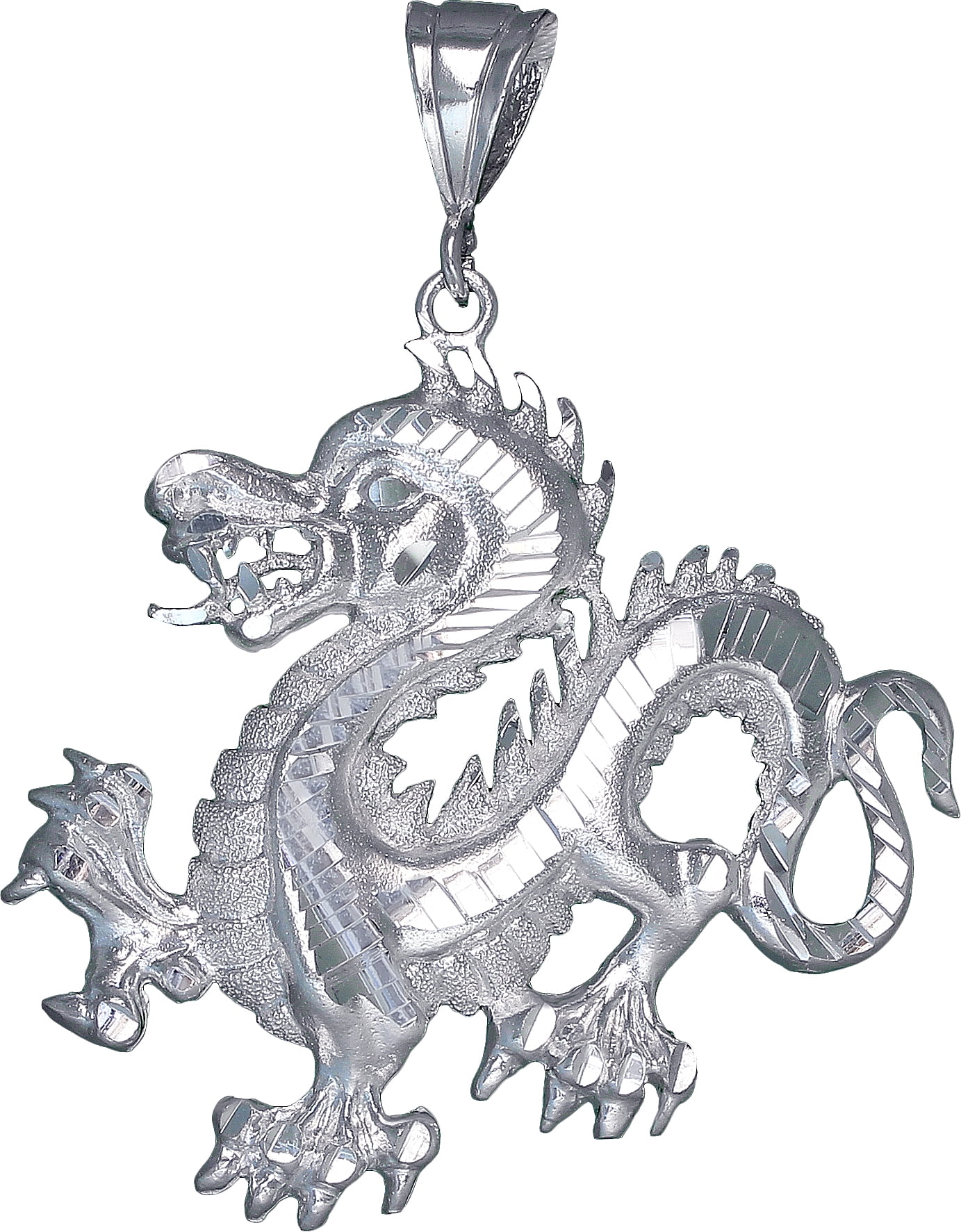 Large Sterling Silver Dragon Pendant Necklace 2.75 Inches 14 Grams with ...