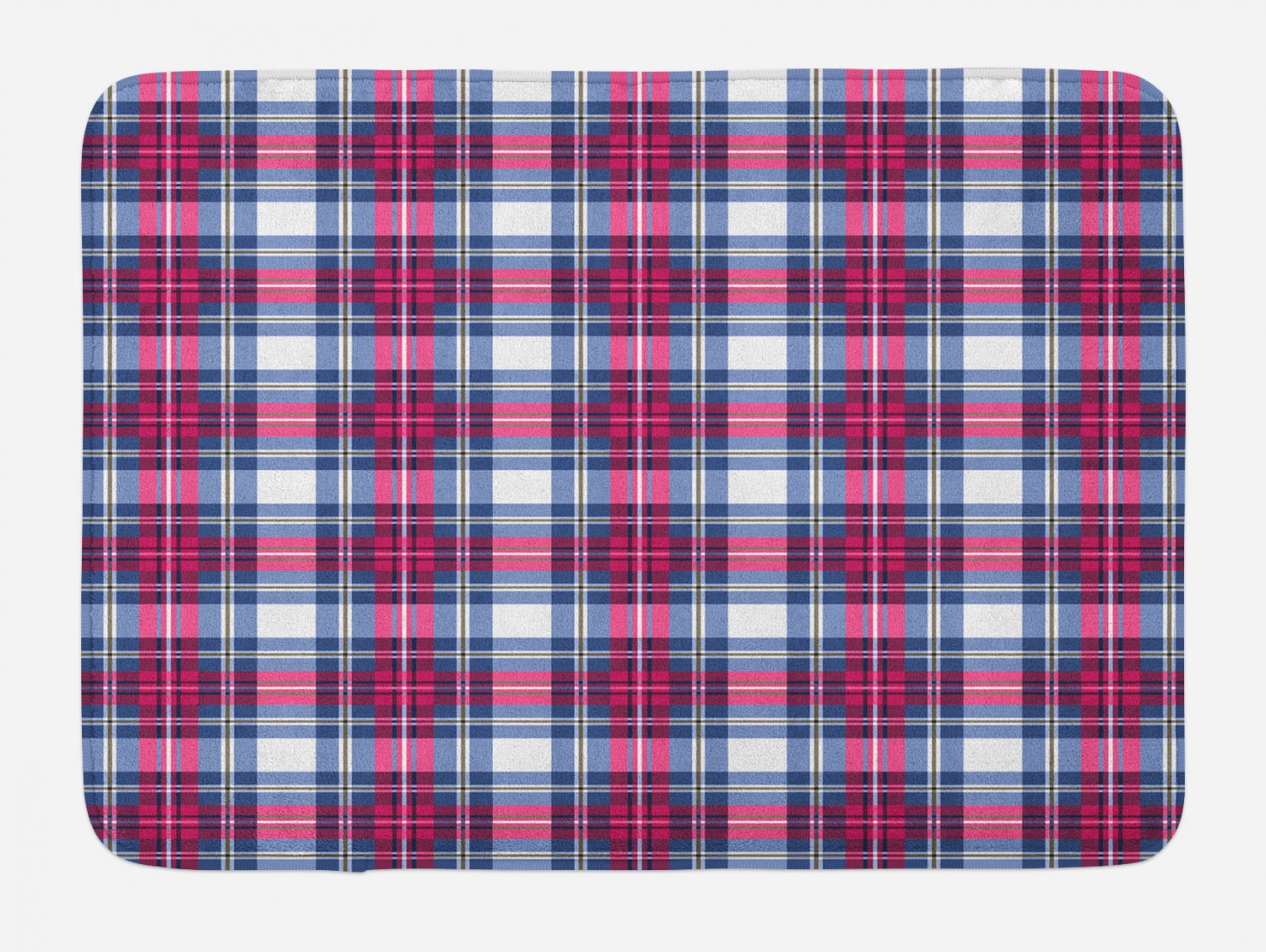 Plaid Bath Mat, Classical British Tartan Design with a Modern Look Pink ...