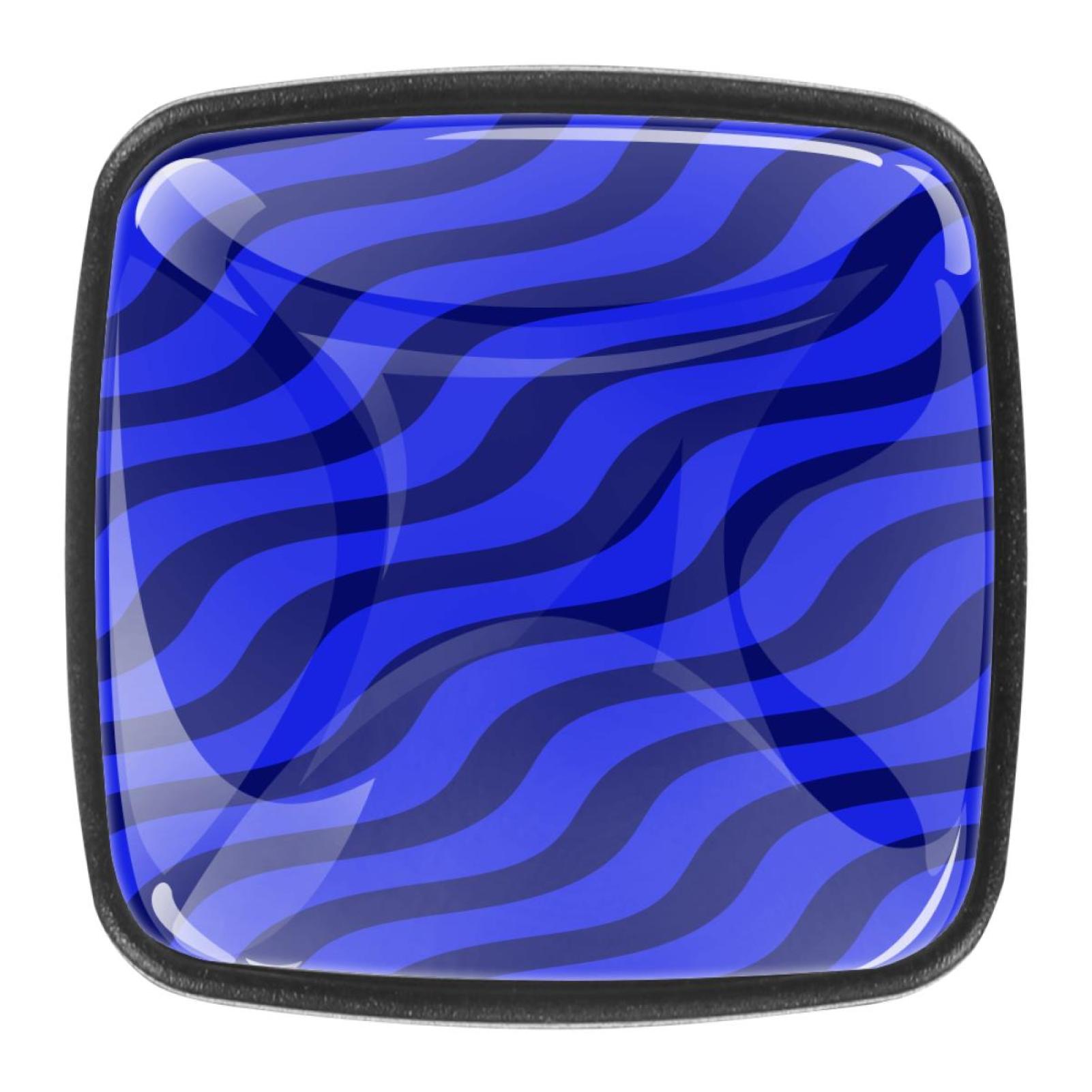 4 Pcs Square Cabinet Handle Cupboard Knob Drawer Pulls Handle Blue Wave ...