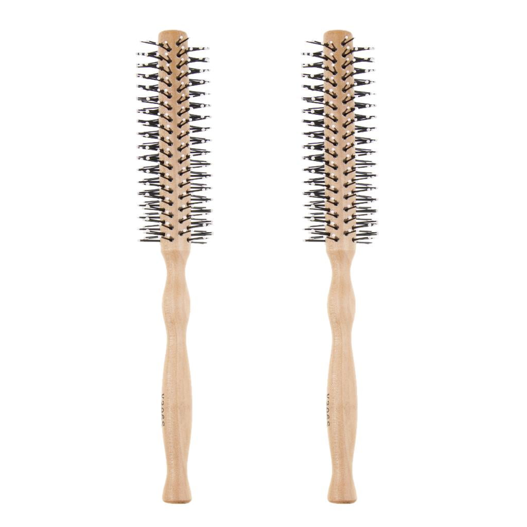2-pack Wooden Handle static Round Hair Brush Round Hair Brush Massage ...