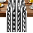 Black Leaves Striped Dining Table Runner, Rustic Farmhouse Country ...