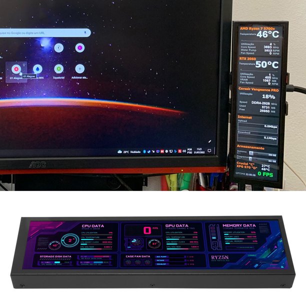 USB Mini Screen AIDA64 Computer PC CPU GPU SSD Data Temperature For ...