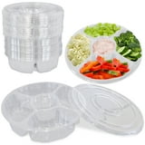 [100 Pack] 10 Inch Round Plastic Appetizer Tray with Lid - 5 ...