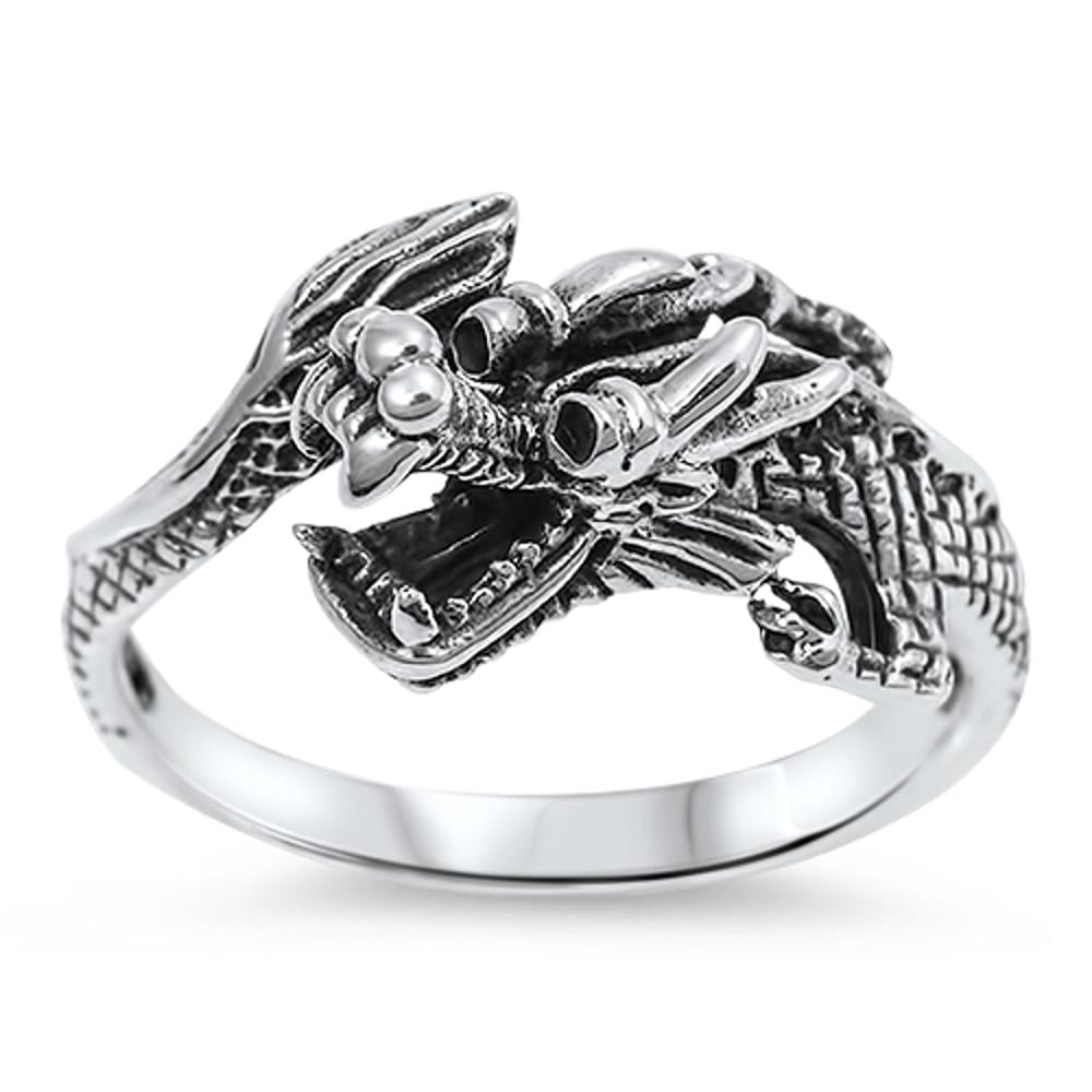 Chinese Dragon Good Luck Ring .925 Sterling Silver Band Jewelry Female ...