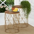 Mainstays 2-Piece Nesting Wood and Metal Garden Stool Set - Walmart.com