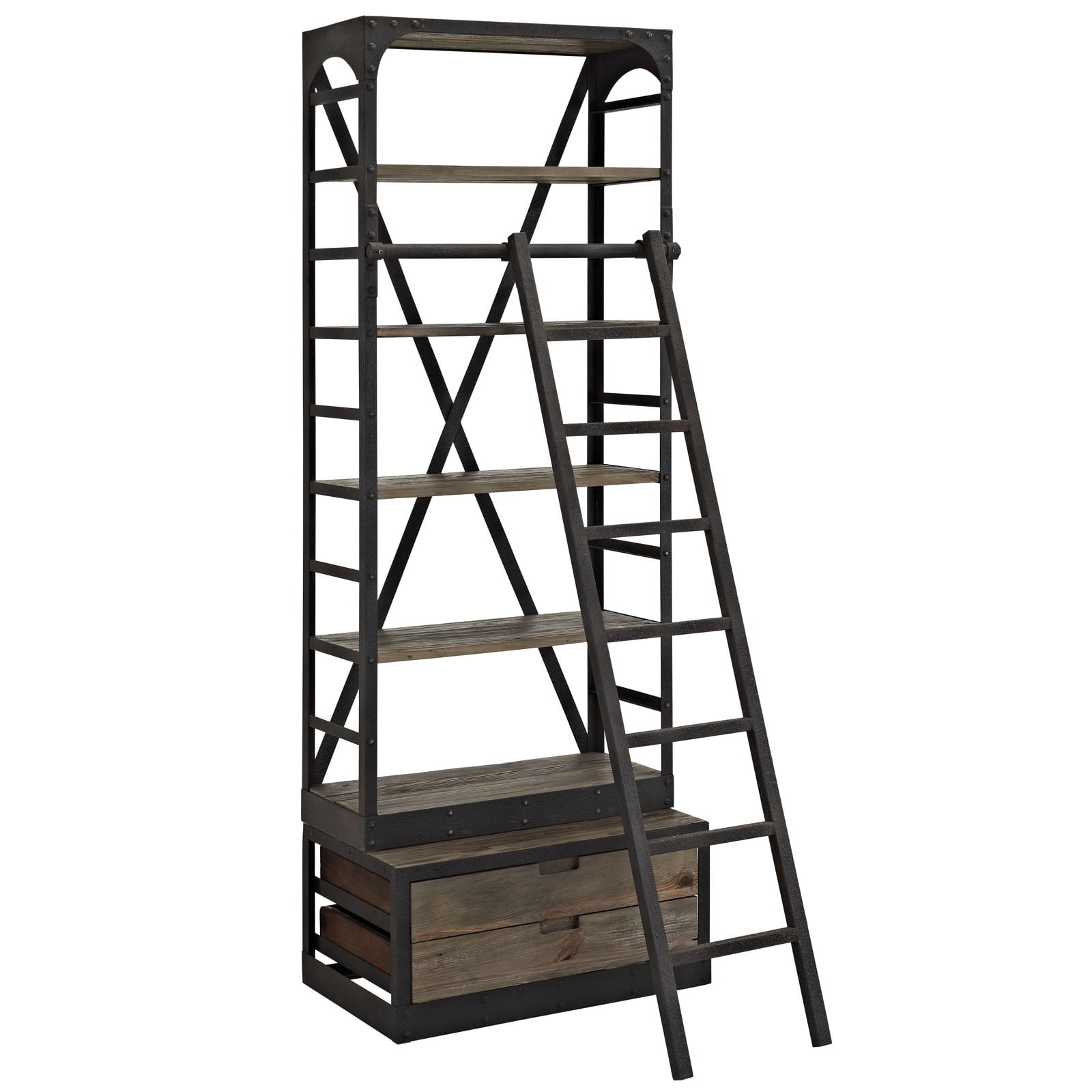 Industrial Modern Contemporary Living Room Wood Metal Stand Brown ...