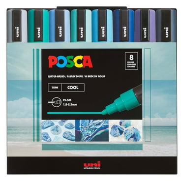 POSCA Permanent Paint Markers, 8-Color Set, PC-5M Medium Bullet Tip ...