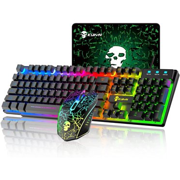 onn. 4-PC Gaming Starter Kit with LED Keyboard, Programmable Mouse ...