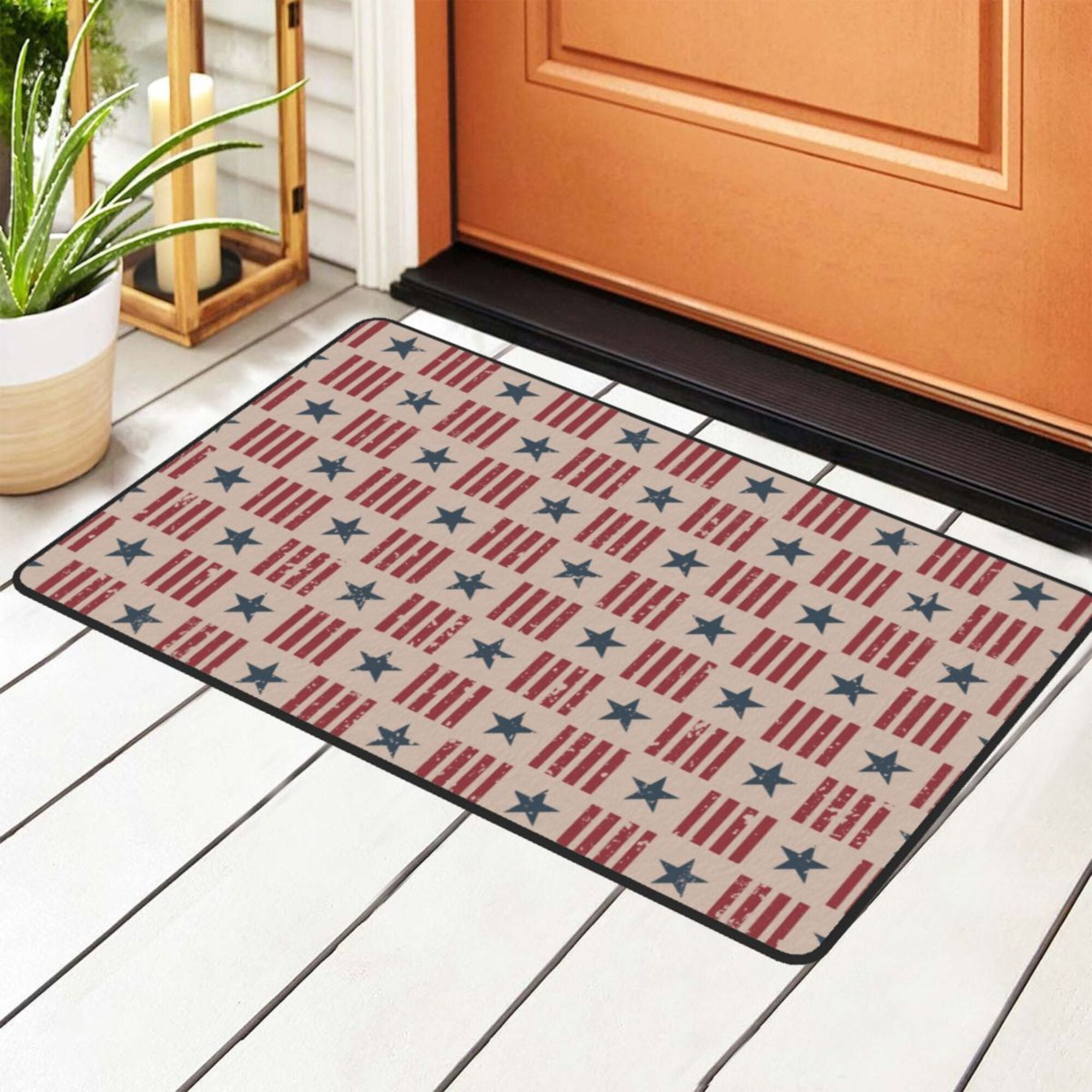 DouZhe Retro American Flag Patriotic Rugs Doormat, Non-Slip Machine ...