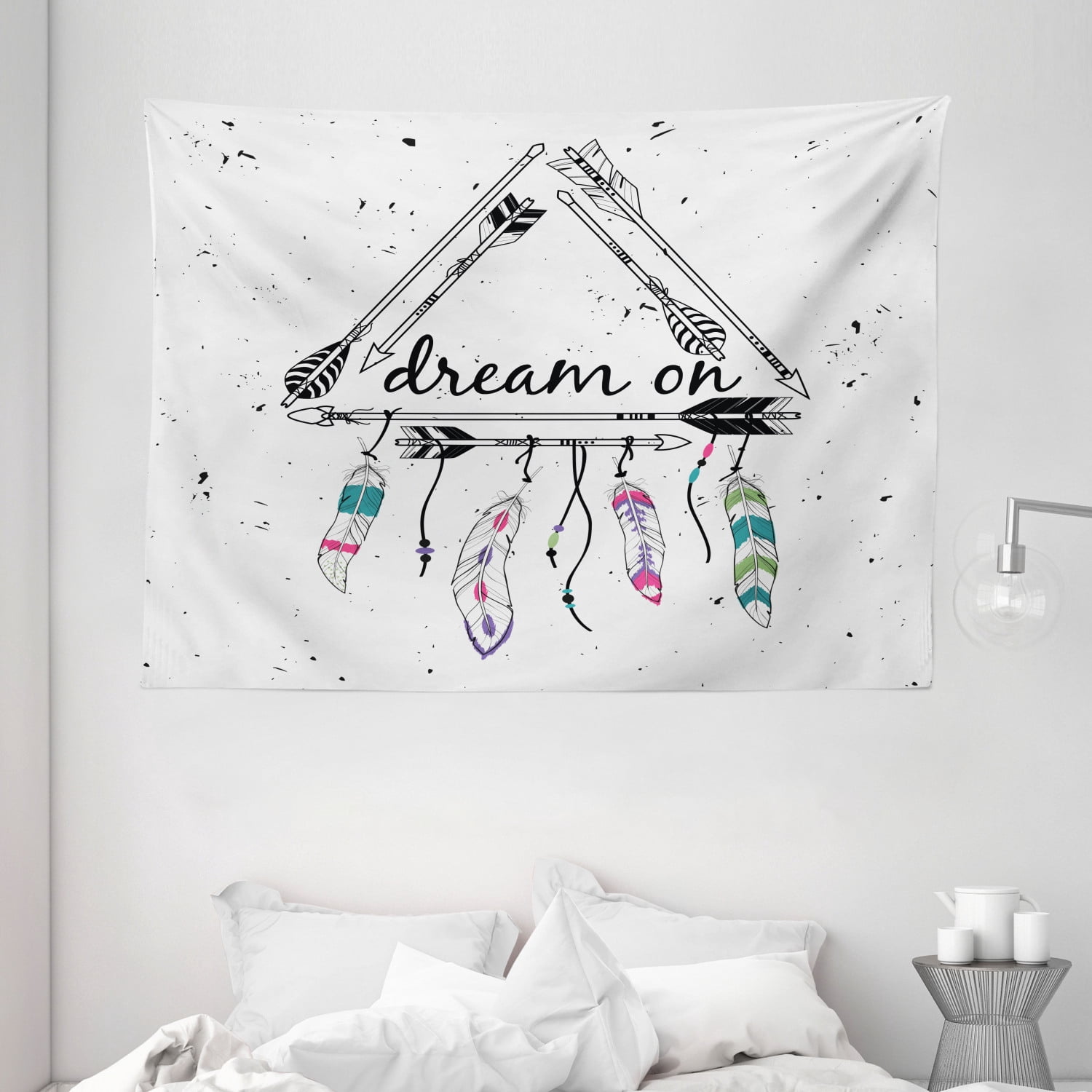 Indie Tapestry, Boho Style Tribal Ethnic Arrows Triangle Shape Dream On ...