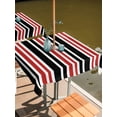Black Red Square Outdoor Tablecloth with Umbrella Hole Stripe ...
