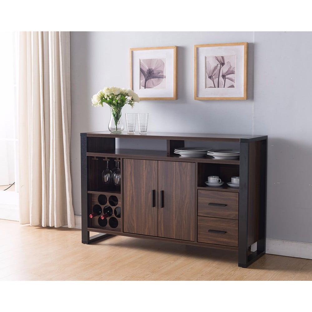 Simplistic Buffet Table With Efficient Storage Option, Dark Brown ...