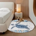 Blue Turtle Coastal Round Living Room Rugs 7 ft, Summer Starfish Beach ...