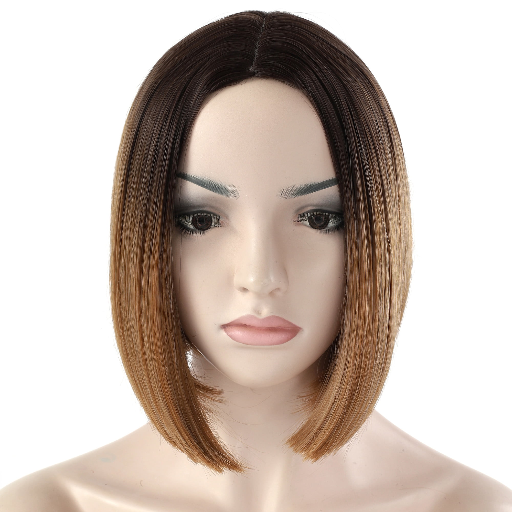 Onedor 11" Short Straight Middle Part Synthetic Heat Resistant Bob Wigs ...