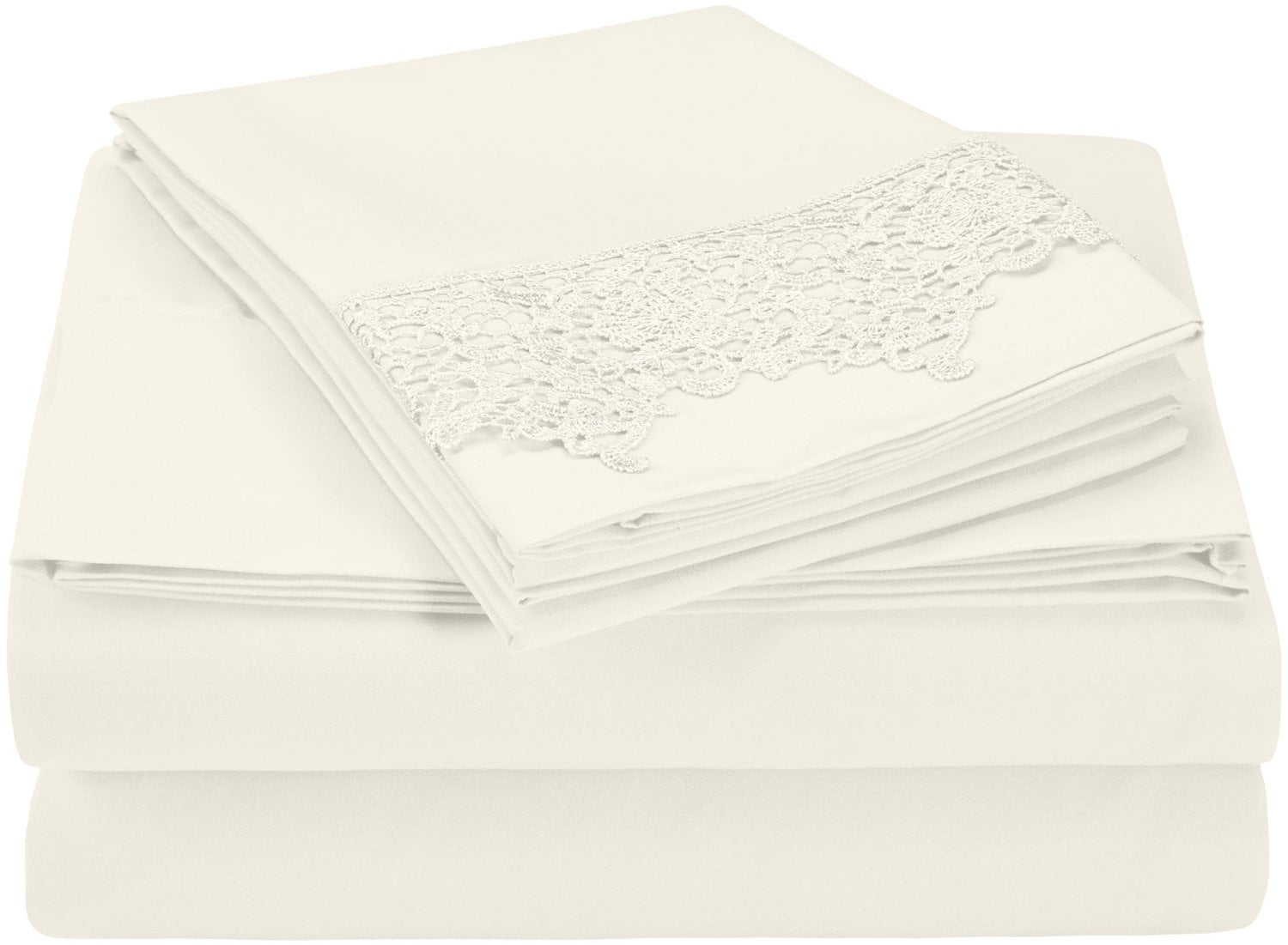 Impressions Solid Kingly Lace Embroidered Sheet Set - Walmart.com
