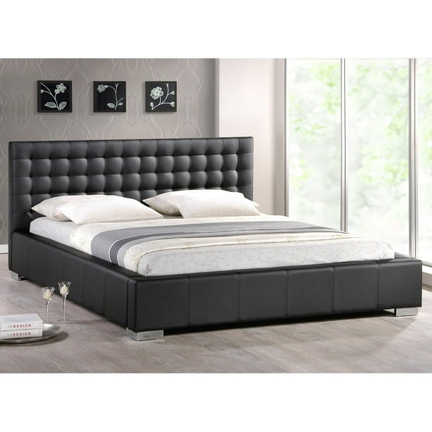 Baxton Studio Madison Modern Bed with Upholstered Queen Headboard ...