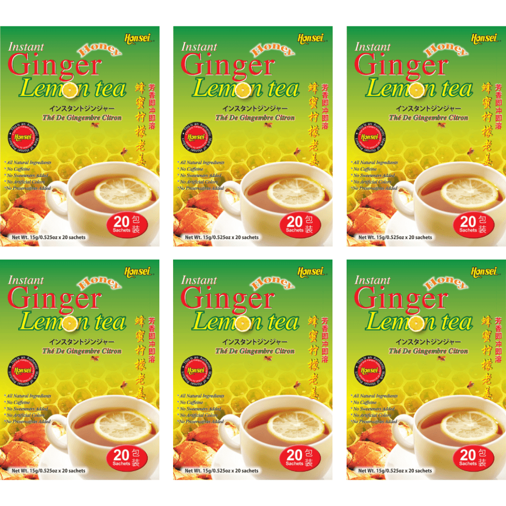 Honsei Instant Ginger Honey Lemon Tea, 15g/0.52 oz.20 Sachets Each Box ...