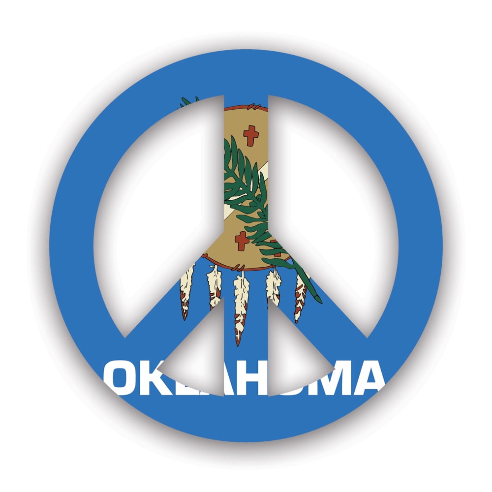 Oklahoma Flag Peace Symbol Sticker Decal - Self Adhesive Vinyl ...