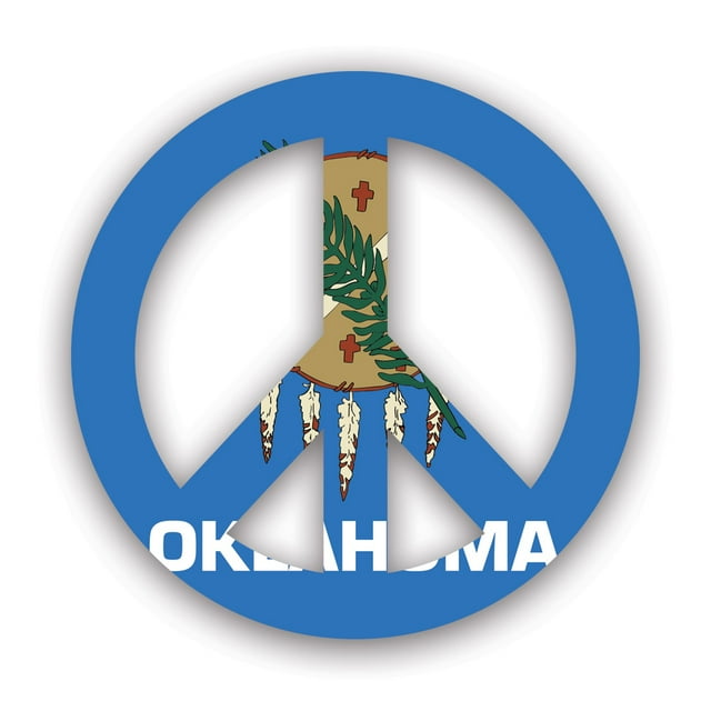 Oklahoma Flag Peace Symbol Sticker Decal - Self Adhesive Vinyl ...