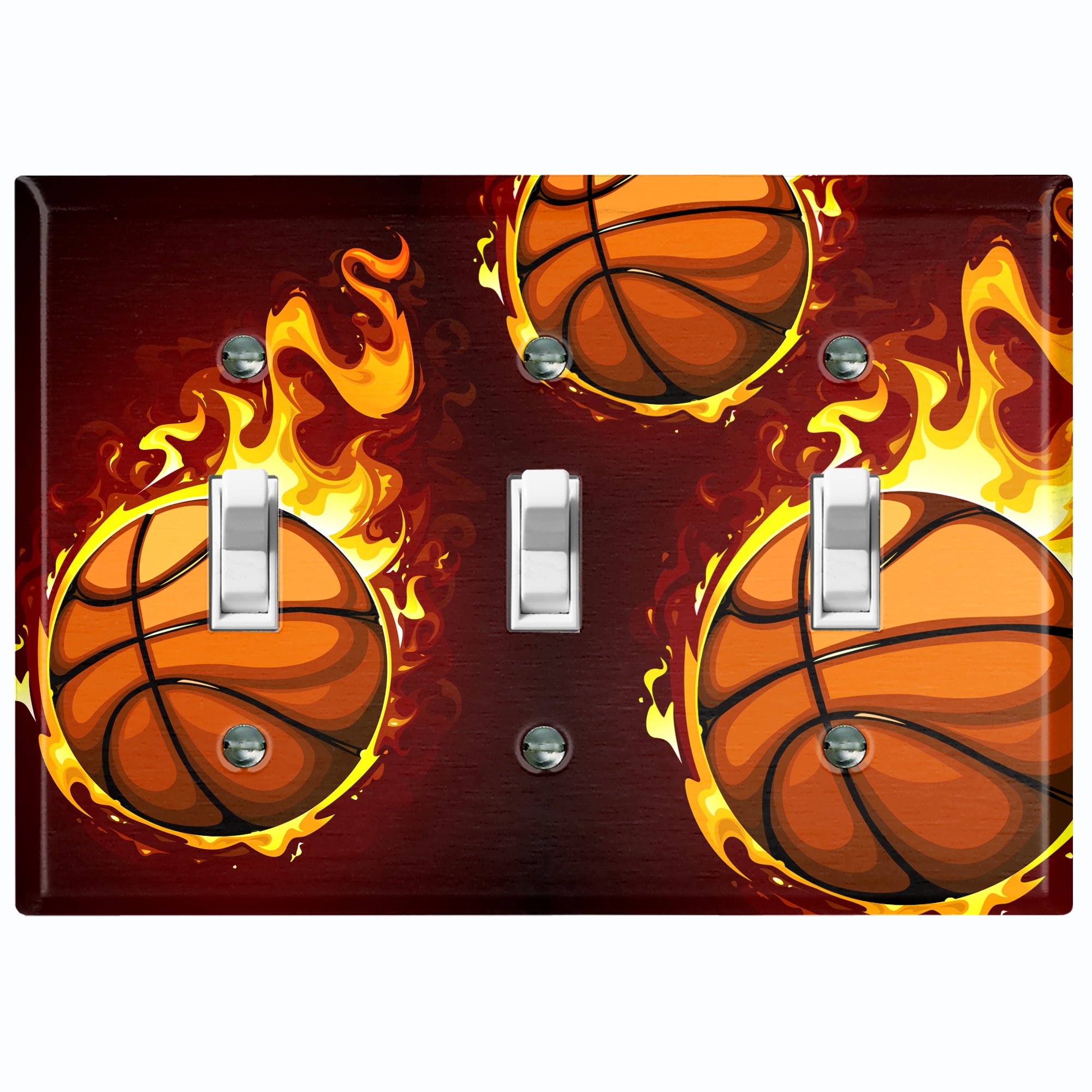 Metal Light Switch Plate Outlet Cover (Basketball Fire - Triple Toggle ...