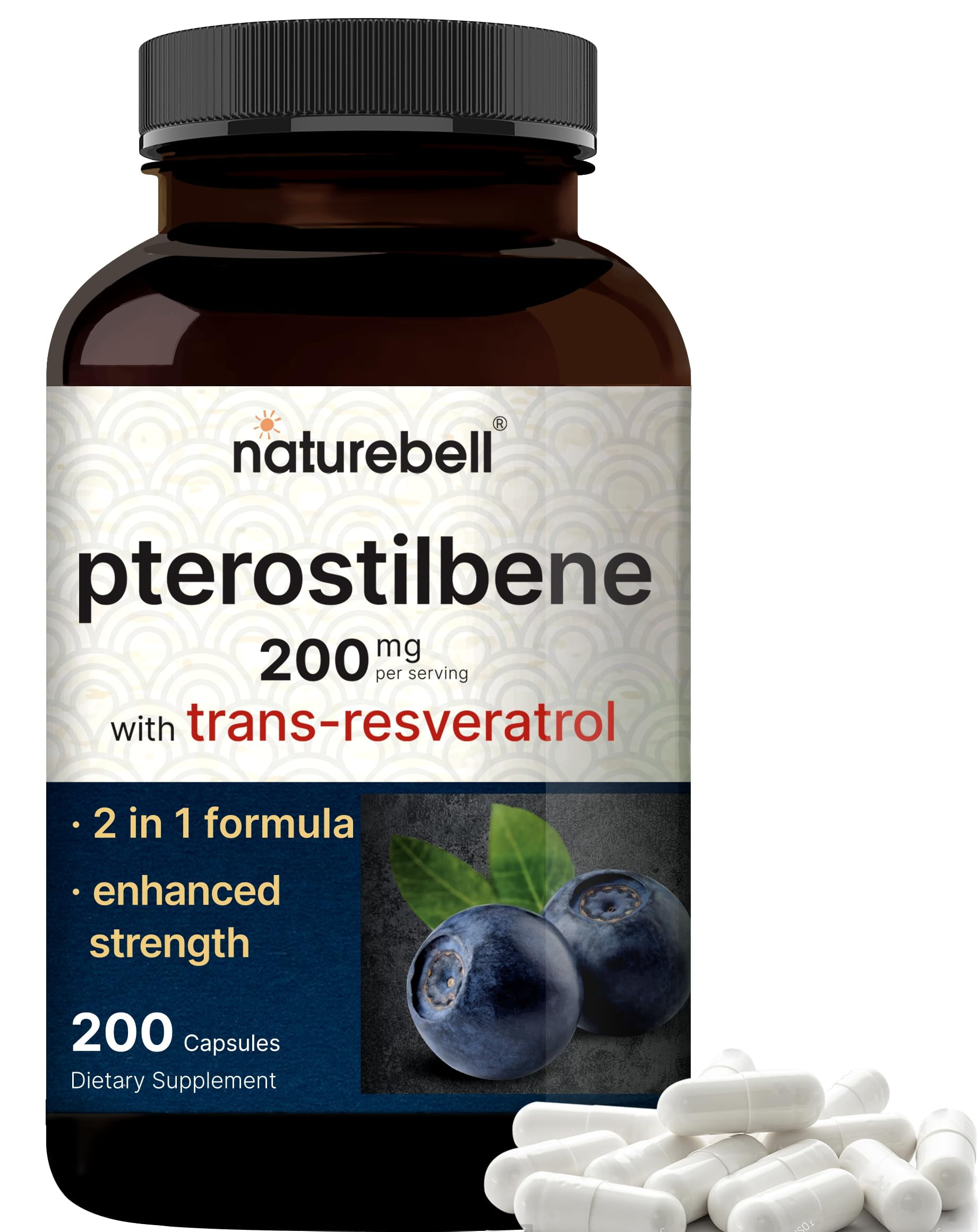 Suplemento NatureBell de pterostilbeno 200 mg con trans-resveratrol ...