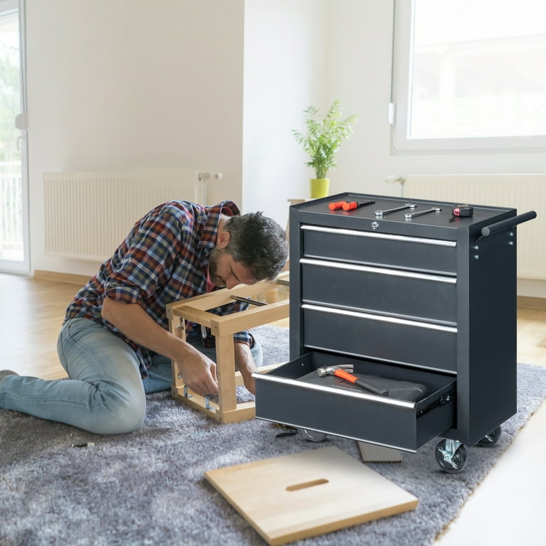 Ktaxon Mobile 4 Drawer Roller Toolbox Storage Cabinet with Wheels for Home Auto Mechanics Walmart
