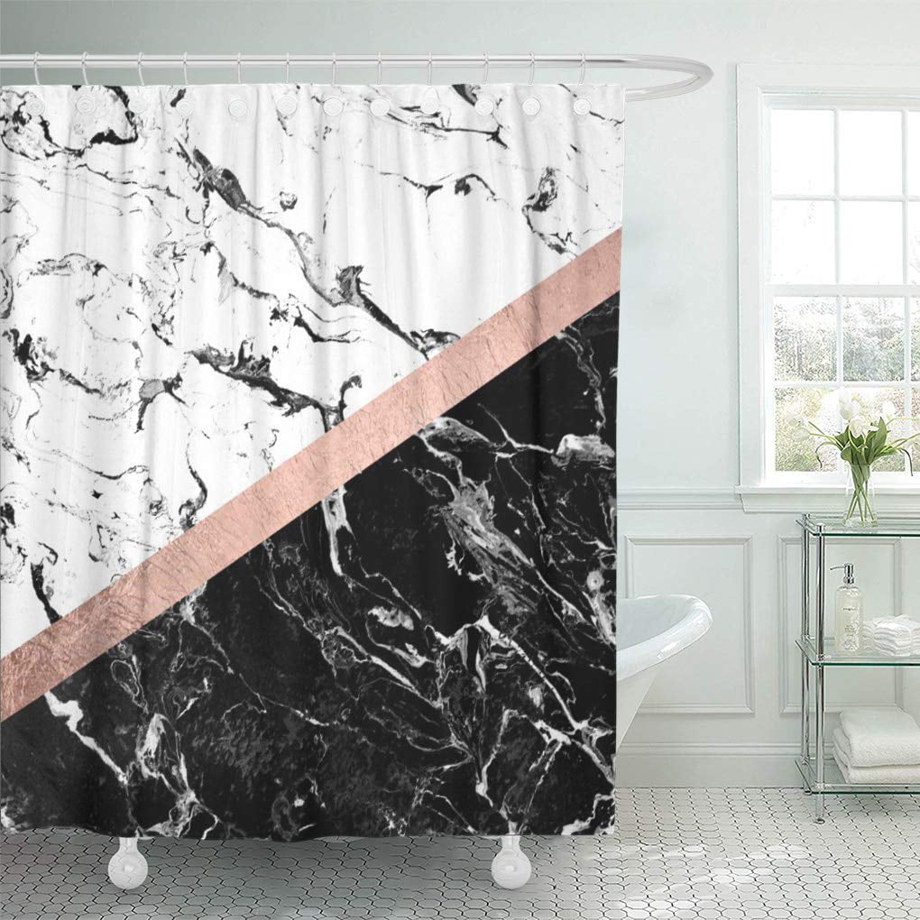 Suttom Colorblock Modern Black White Marble Color Block Rose Faux