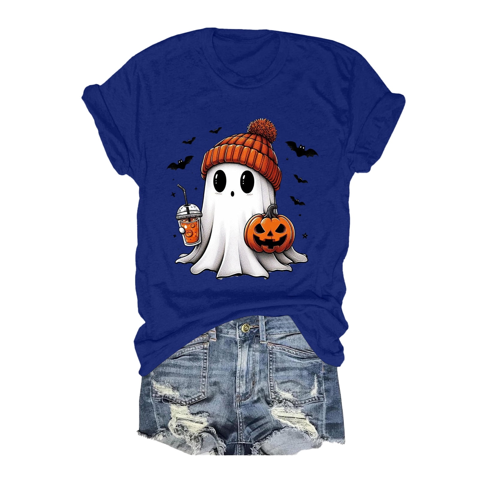 Click here for Fgnfyis Womens Casual Halloween Print Short Sleeve... prices