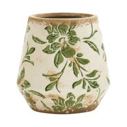 Nearly Natural 6.5" Tuscan Ceramic Green Scroll Planter - Walmart.com