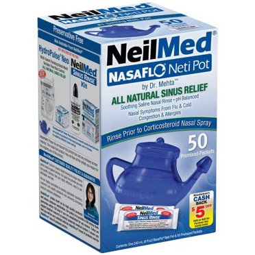 Equate Neti Pot with 50 Saline Packets Nasal Wash System for Sinus ...