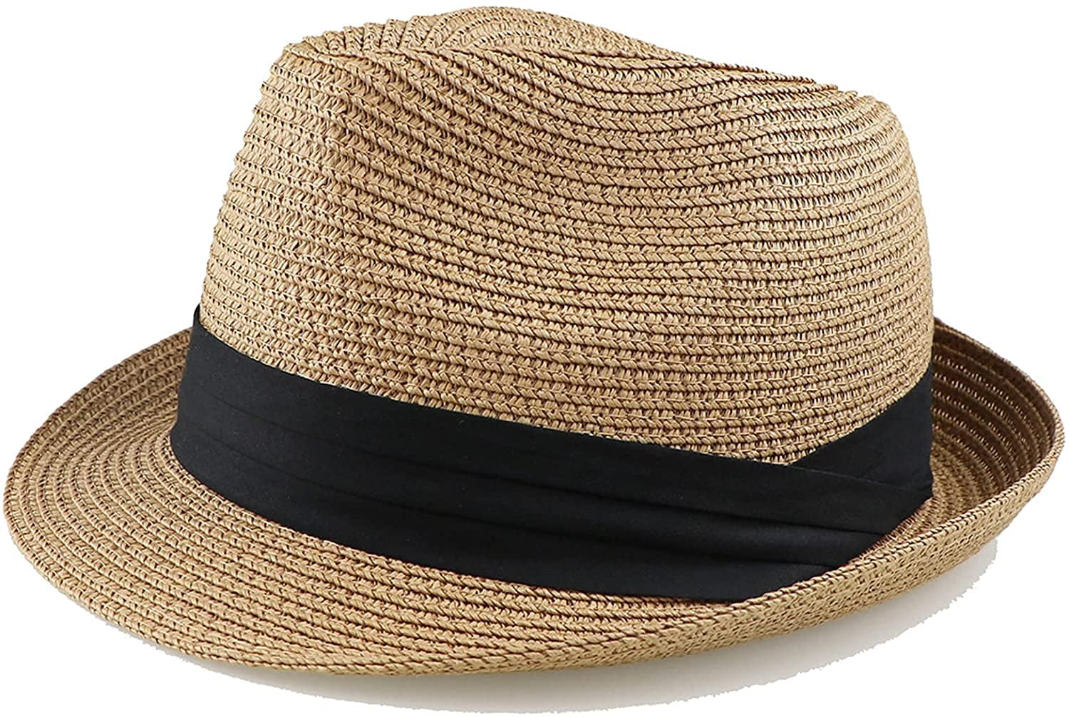 Kids Fedora Straw Sun Beach Fedora Hat Floppy Short Brim for Boys Girls ...
