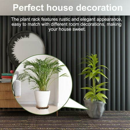 Wood Plant Stand Round Rolling Tray with Wood Plant Storage Rotating ...