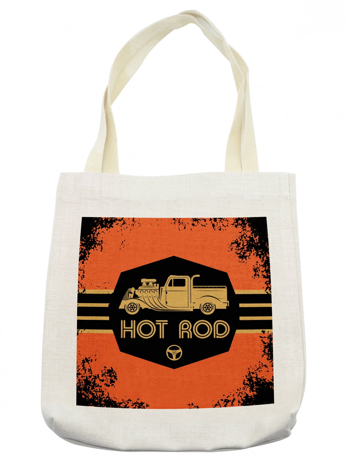 Retro Tote Bag, Hot Rod Grunge Poster Design Custom Truck Americana ...