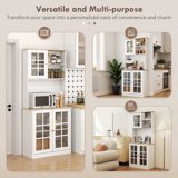 Knubmt 3 Glass Doors Kitchen Pantry Storage Cabinet with Countertop and ...