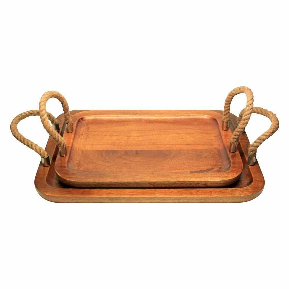 Amber Home Goods Twisted Rope Tray Set Appetizers Serving Board Party ...
