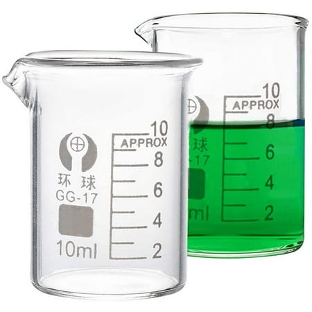 KSCD 20 Pack Glass Beaker Measuring Cups, Graduated 10ml Labs Beaker ...
