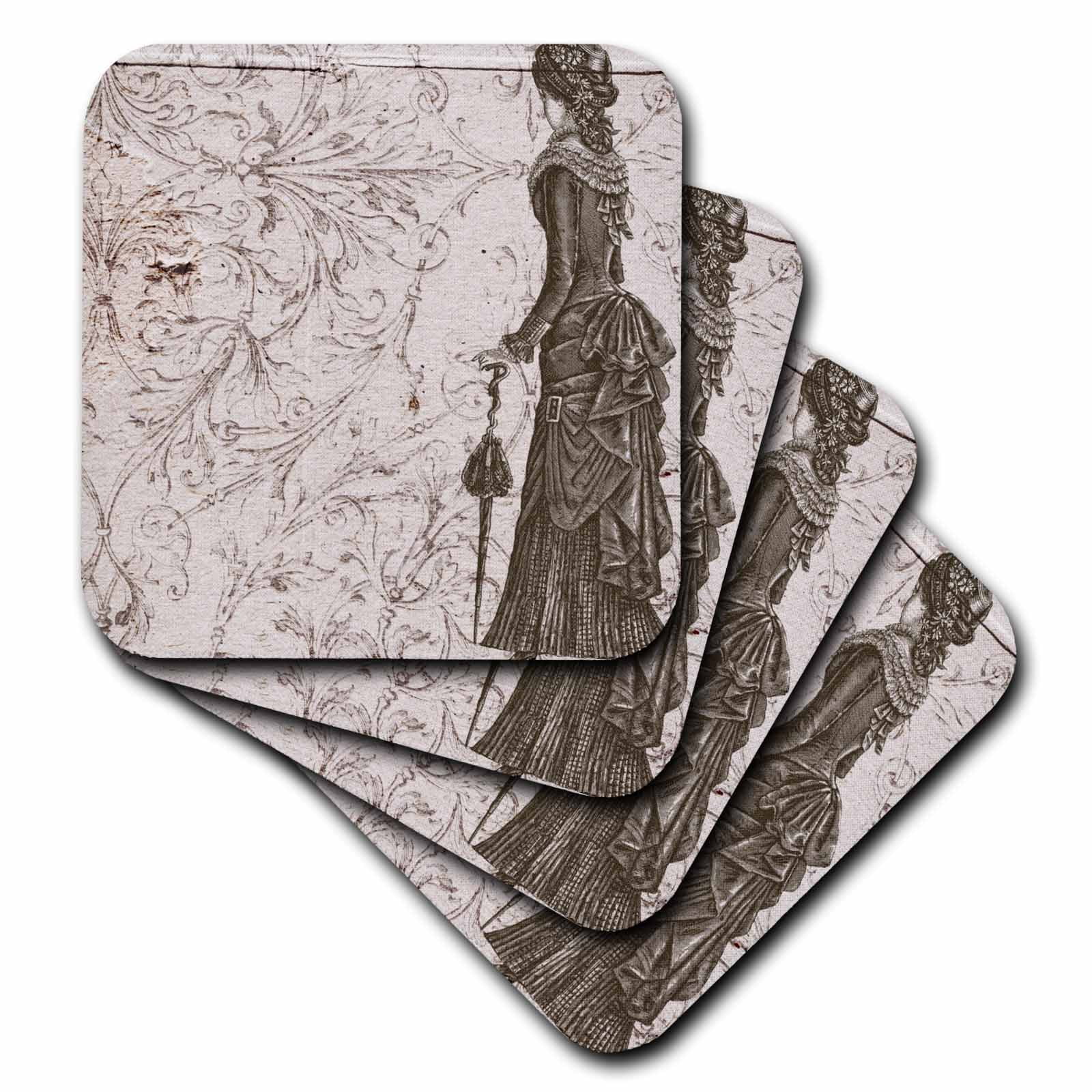 3dRose Vintage Fashionable Lady Steampunk Art, Soft Coasters, set of 4 ...