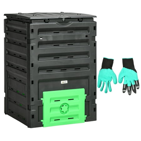 Outsunny Compost Bin, 120 Gallon (450L) Garden Composter with Gloves ...