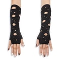 2pcs Women's Dark Punk Style Ripped Fingerless Gloves - Ideal for ...
