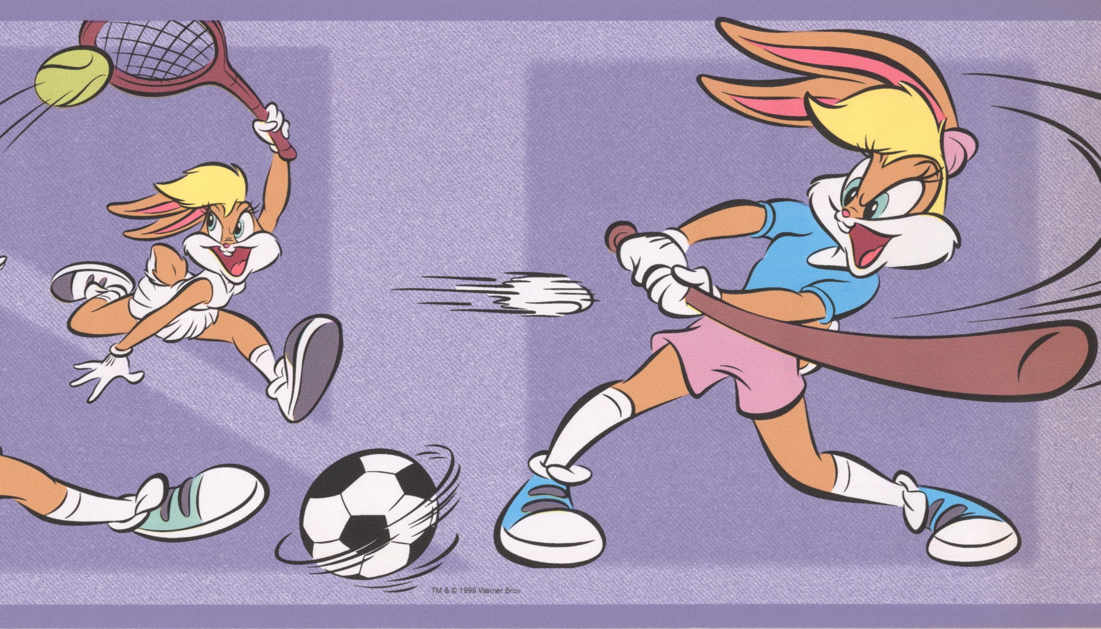 Lola Bunny Sports Looney Tunes Disney Cartoon Wallpaper Border - Purple ...