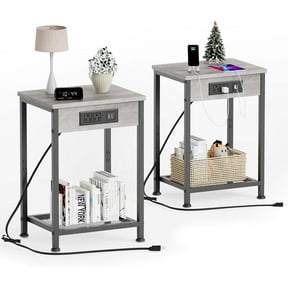 DecorTech Traditional Rectangular End Table with AC Power and USB ...