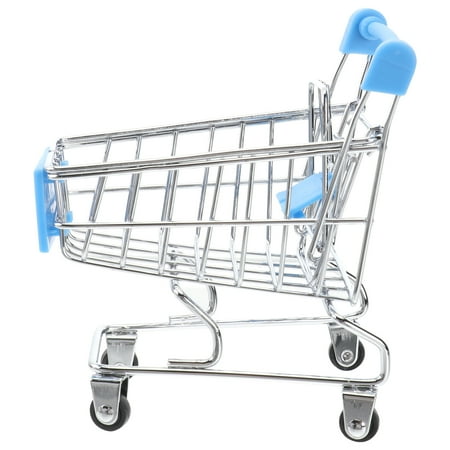 Mini Miniature Shopping Cart Metal Supermarket Handcart Pets Toy (Sky ...