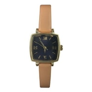 Time and Tru Women's Gold Tone Crystal Accent Watch with Faux Leather ...